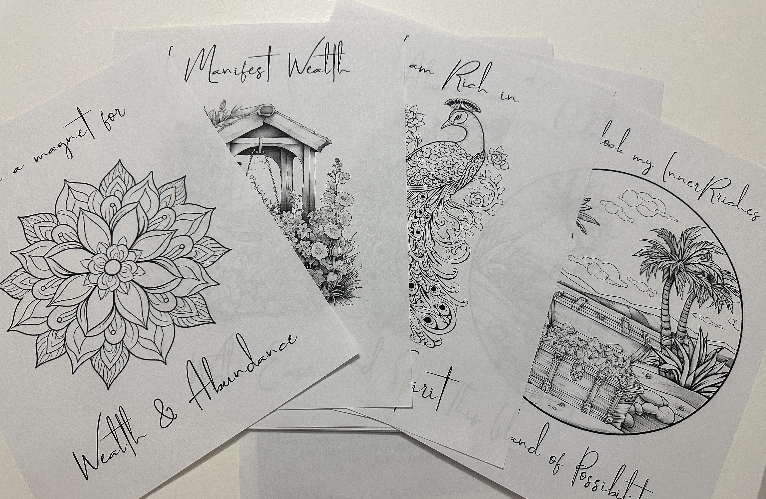 Abundance Awakened. Adult Coloring Pages of Prosperity Affirmations and ...