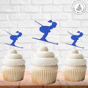 Female Skier Cupcake Topper - Sports Cupcake Topper - Skier Topper ...