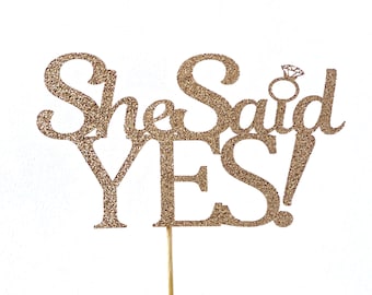 She Said Yes Cake Topper, Bridal Shower Cake Topper, Hen Party Cake ...