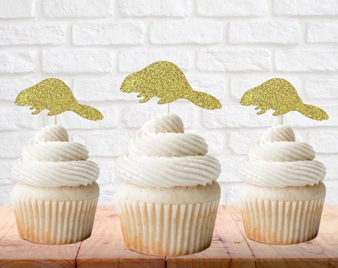 Beaver Cupcake Toppers - Woodland Cupcake Topper - Wilderness Cupcake ...