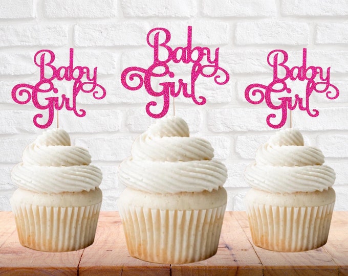 It's A Girl Cupcake Toppers, Girl Baby Shower Cupcake Toppers, Baby ...