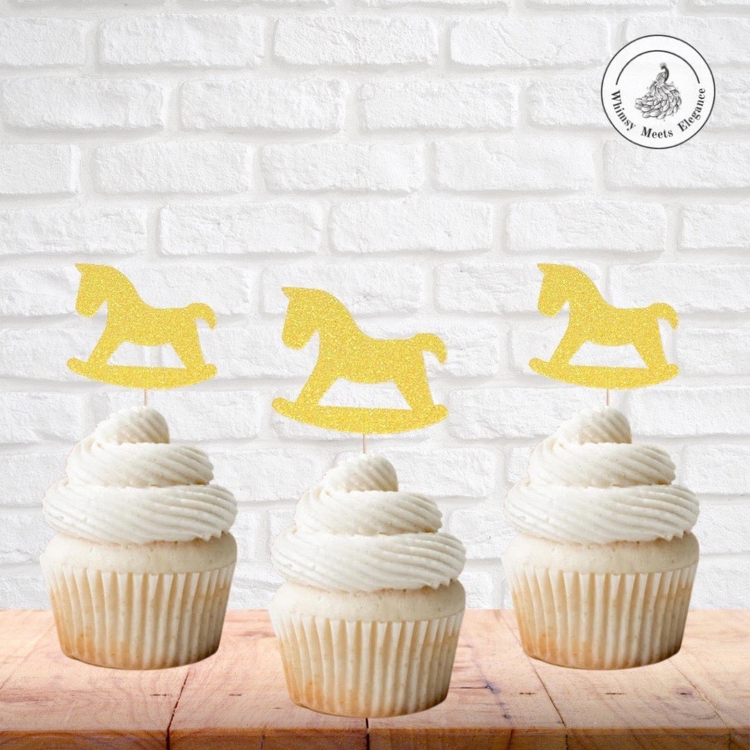 Rocking Horse Cupcake Toppers Baby Shower Cupcake Toppers It's a Girl ...