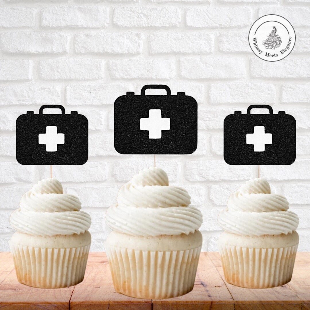 Doctor's Bag Cupcake Toppers, Gladstone Bag Toppers, MD Cupcake Toppers ...