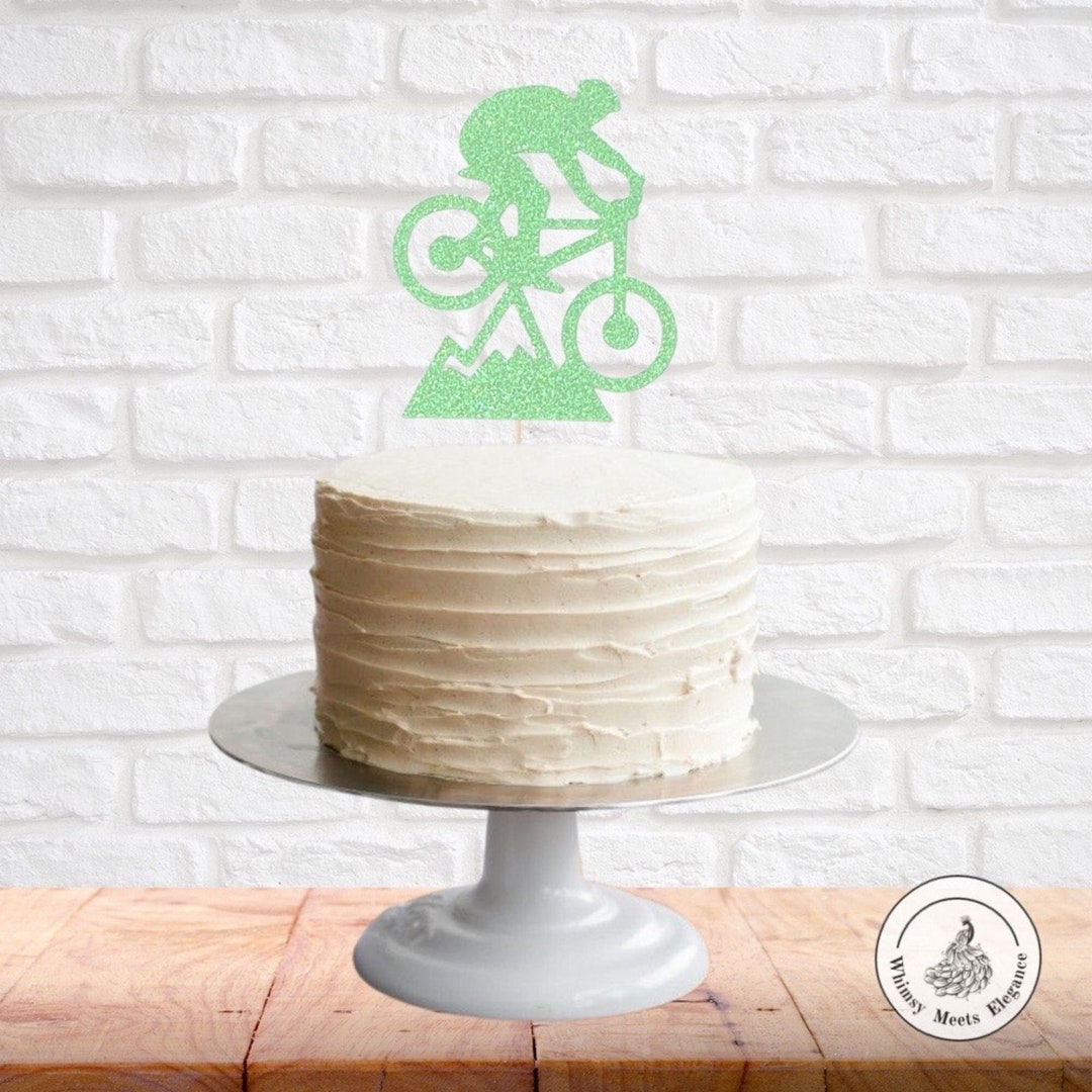 Mountain Biker on Mountain Cake Topper - Cyclist Cake Topper - Biker ...