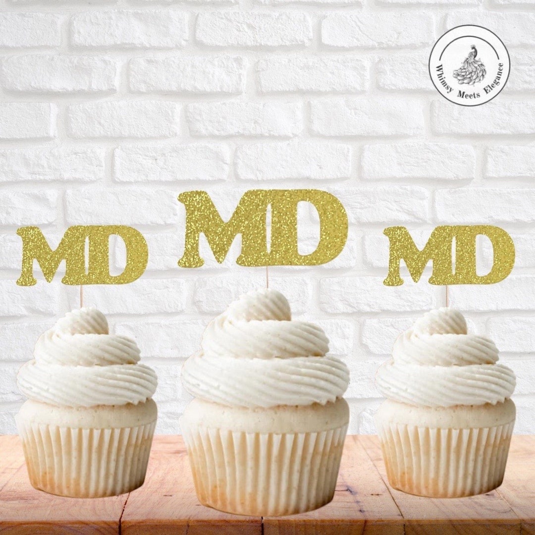 MD Cupcake Toppers, Medical Degree Cupcake Toppers, Doctor Cupcake ...