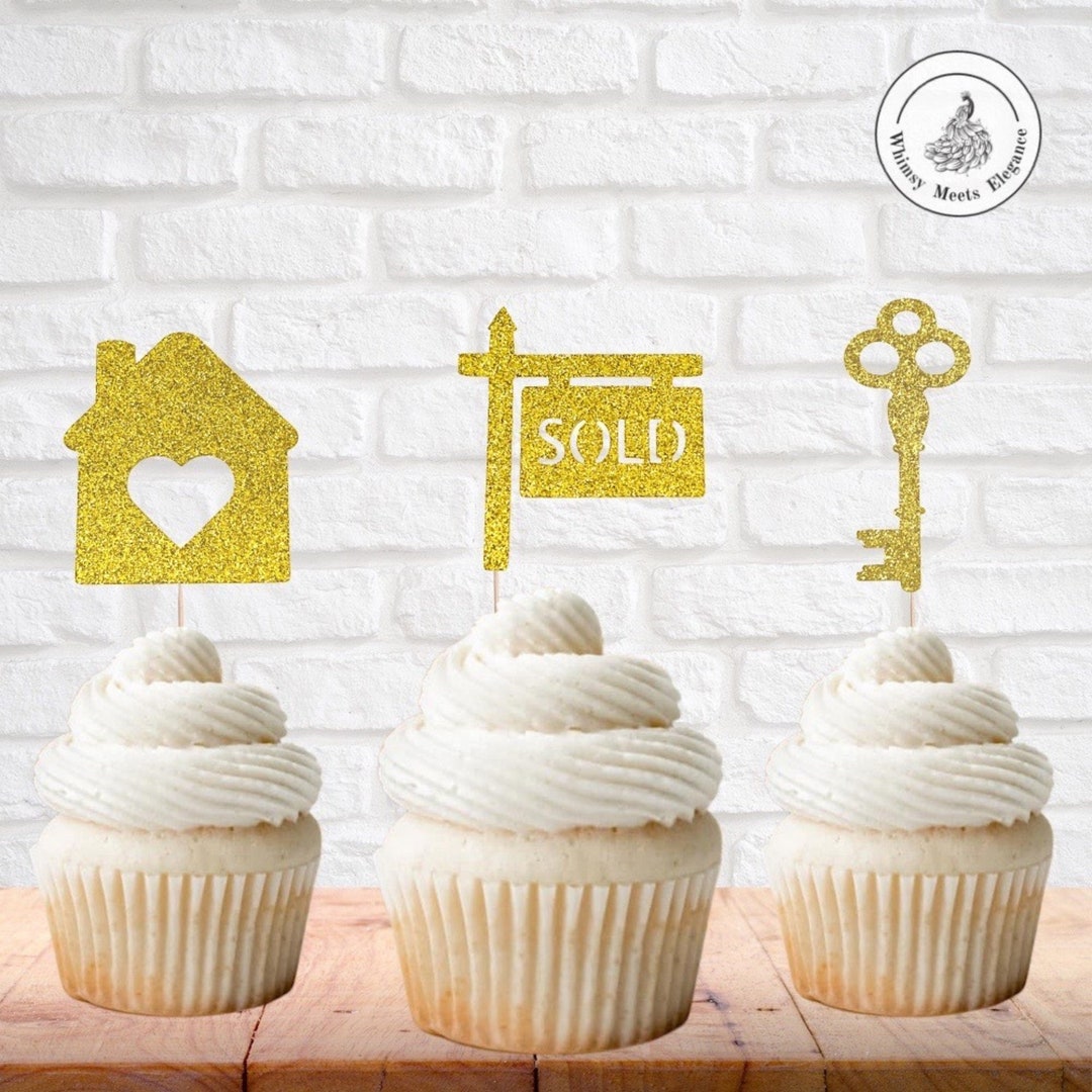 New Home Cupcake Topper Set, Welcome Home Cupcake Toppers, Sold Cupcake ...