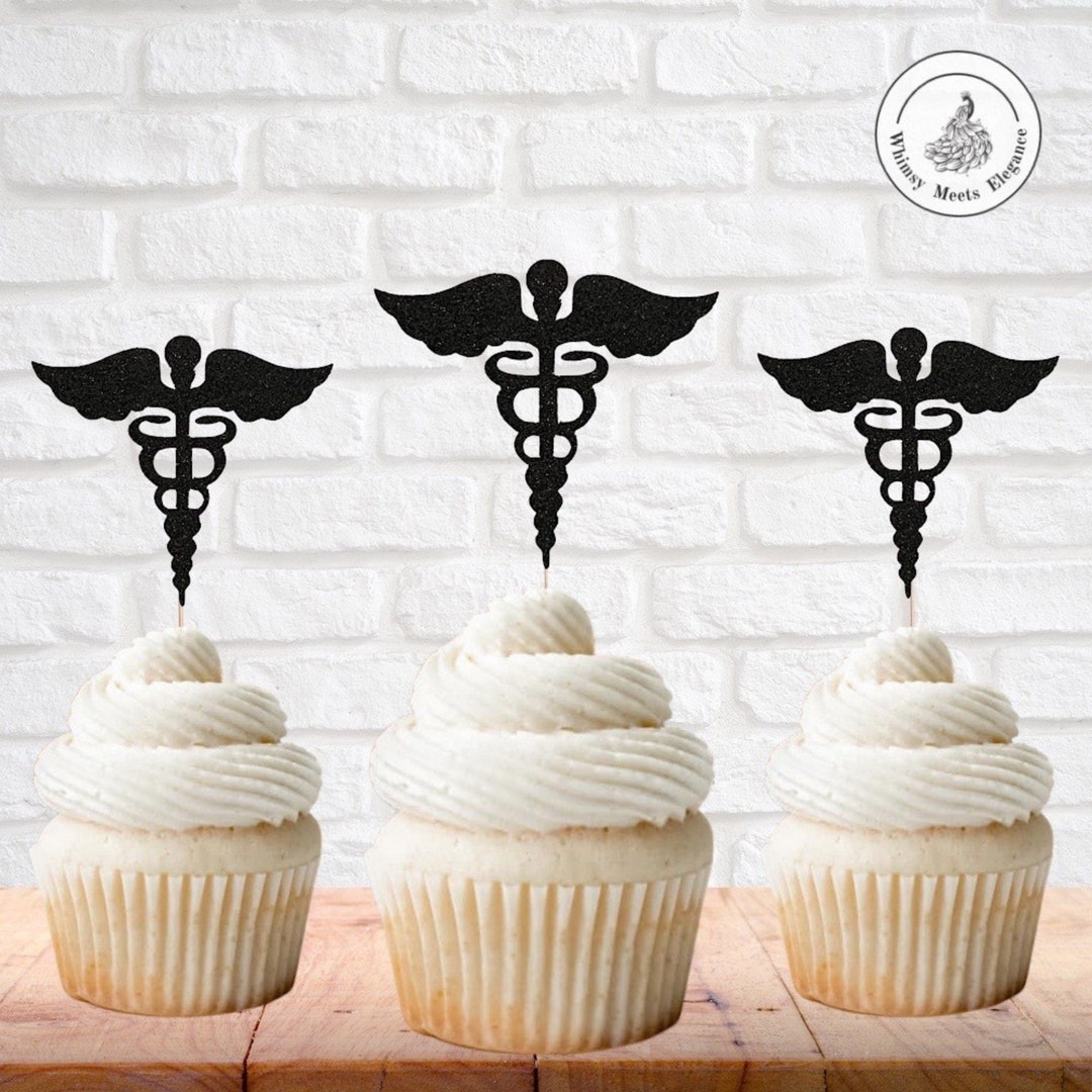 Medical Symbol Cupcake Toppers, Caduceus Toppers, MD Cupcake Toppers ...