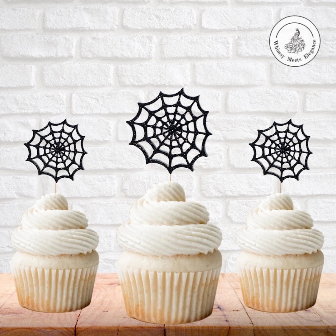 Spider Web Cupcake Toppers Halloween Toppers Spider Web Toppers Spider ...