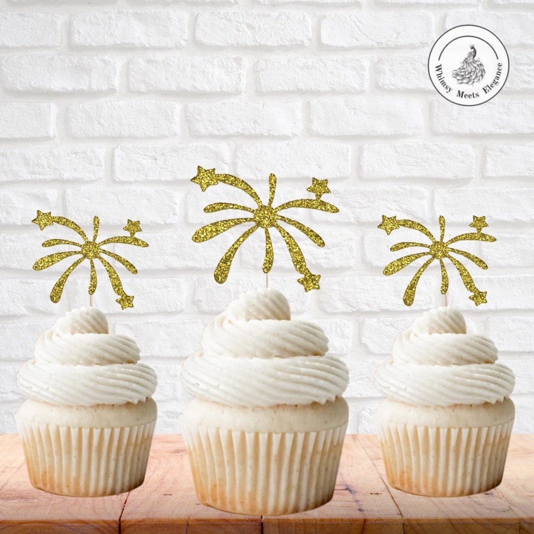 Fireworks Cupcake Toppers, Celebration Cupcake Toppers, New Years Day ...