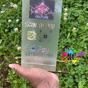 Rectangle Acrylic Payment Option Sign, Cashapp, Scan Me, Scan to Pay ...