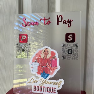Rectangle Acrylic Payment Option Sign, Cashapp, Scan Me, Scan to Pay ...