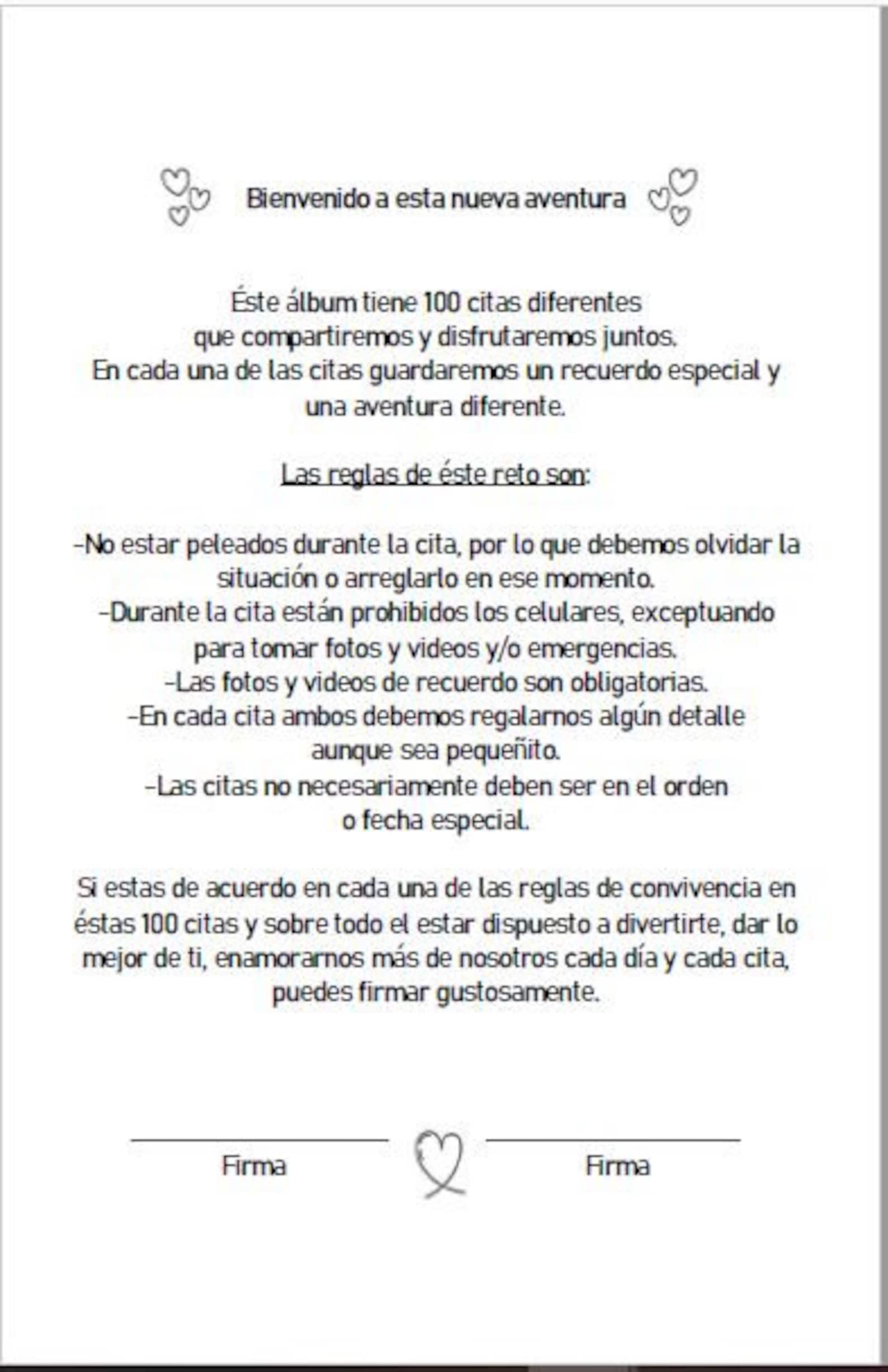 100 Citas Juntos reto aniversario para imprimir pdf novios pareja ...