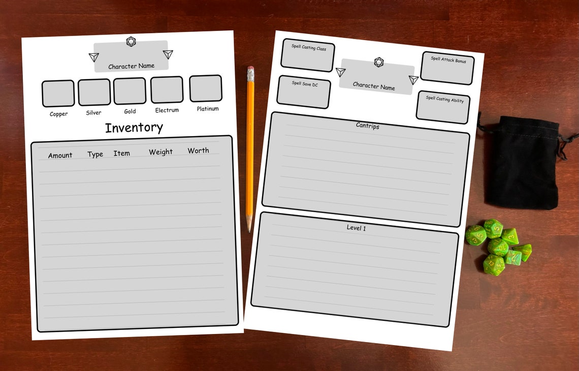 DND Character Sheet PDF Printable File Digital Download Dyslexia ...