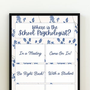 Where is the School Psychologist Sign Office Door Blue Sign Locate the ...