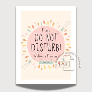 Do Not Disturb Door Sign, Testing in Progress Sign, SPED Testing Sign ...
