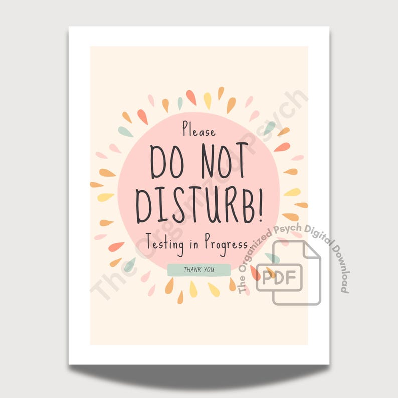 Do Not Disturb Door Sign, Testing in Progress Sign, SPED Testing Sign ...
