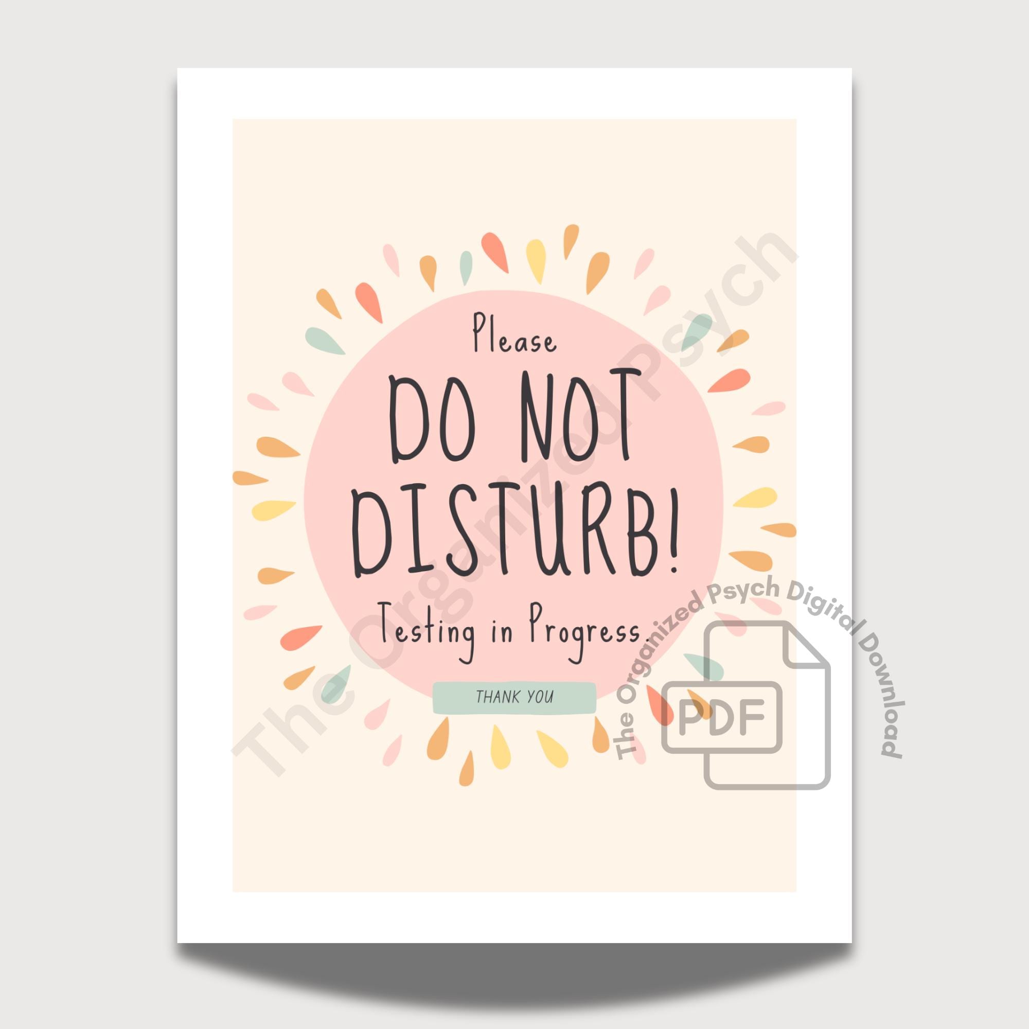 Do Not Disturb Door Sign, Testing in Progress Sign, SPED Testing Sign ...