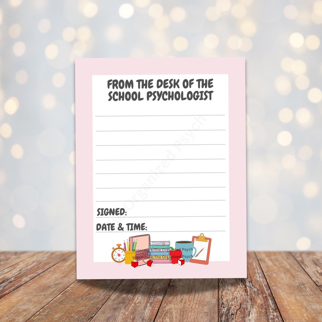 School Psychologist Hallway Pass, From the Desk of the School ...