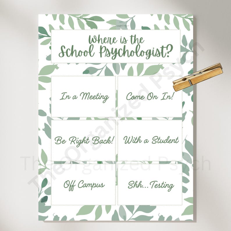 School Psychologist Door Sign, Where is the School Psychologist Sign ...