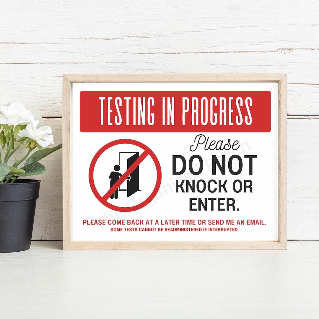 Testing in Progress Do Not Disturb Door Sign, SPED Testing in Progress ...