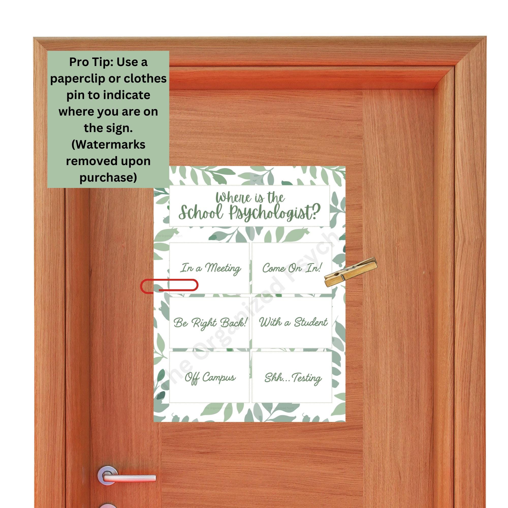 School Psychologist Door Sign, Where is the School Psychologist Sign ...