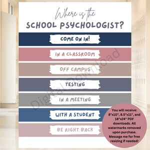 Where is the School Psychologist? Door Sign, School Psychologist Office ...