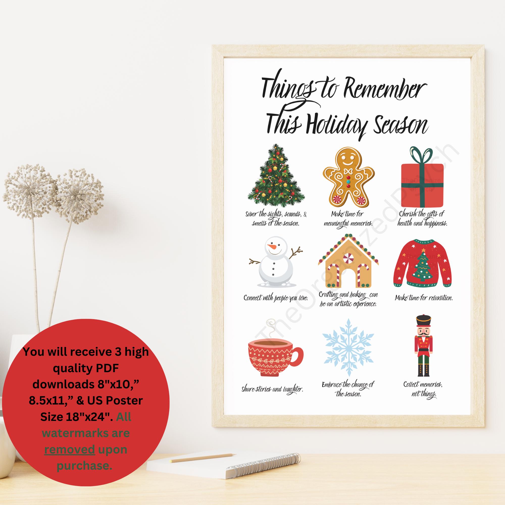 Christmas Mental Health Poster Print, Self Care Reminders for the ...