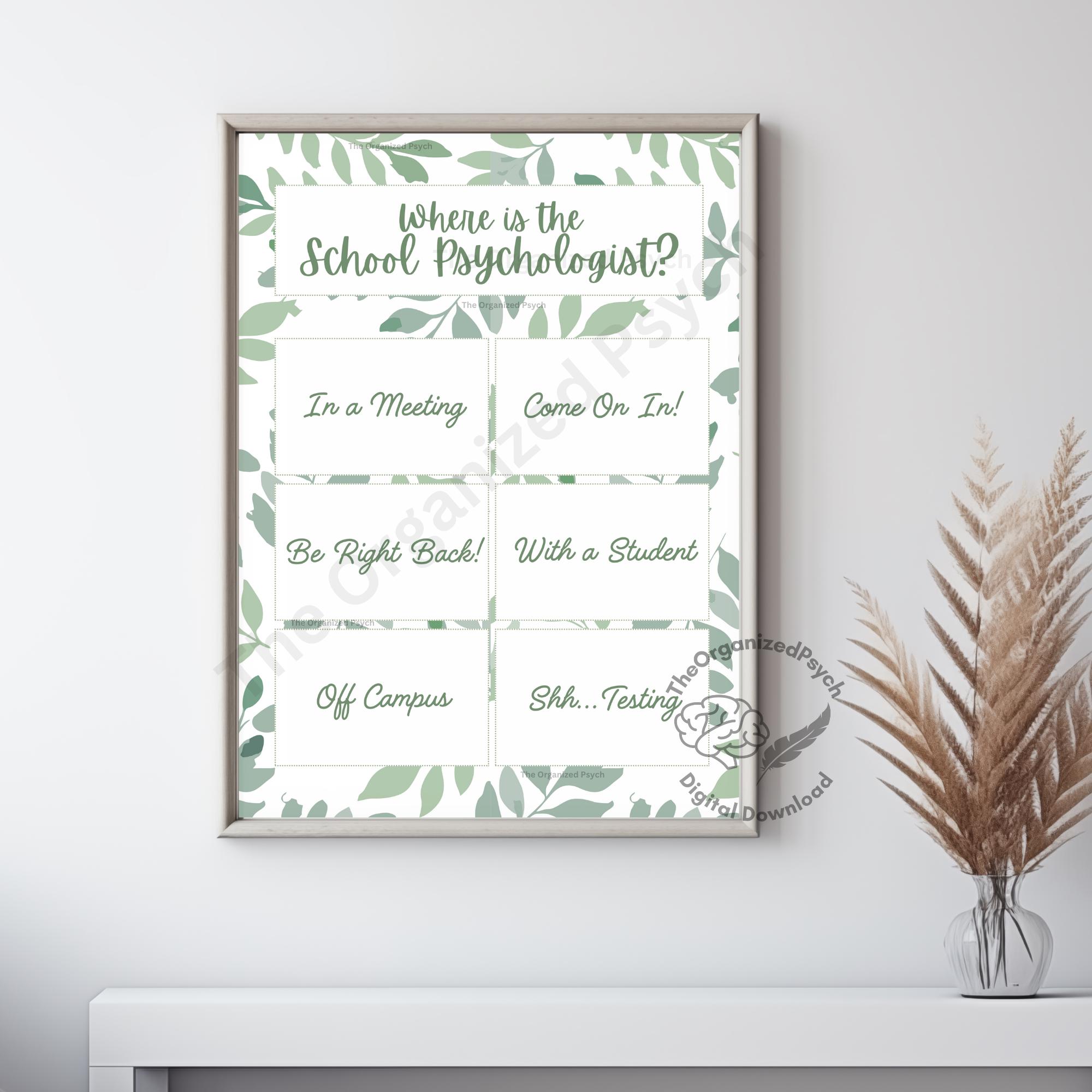 School Psychologist Door Sign, Where is the School Psychologist Sign ...