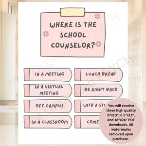 School Counselor Door Sign, Where is the School Counselor Sign, Cute ...
