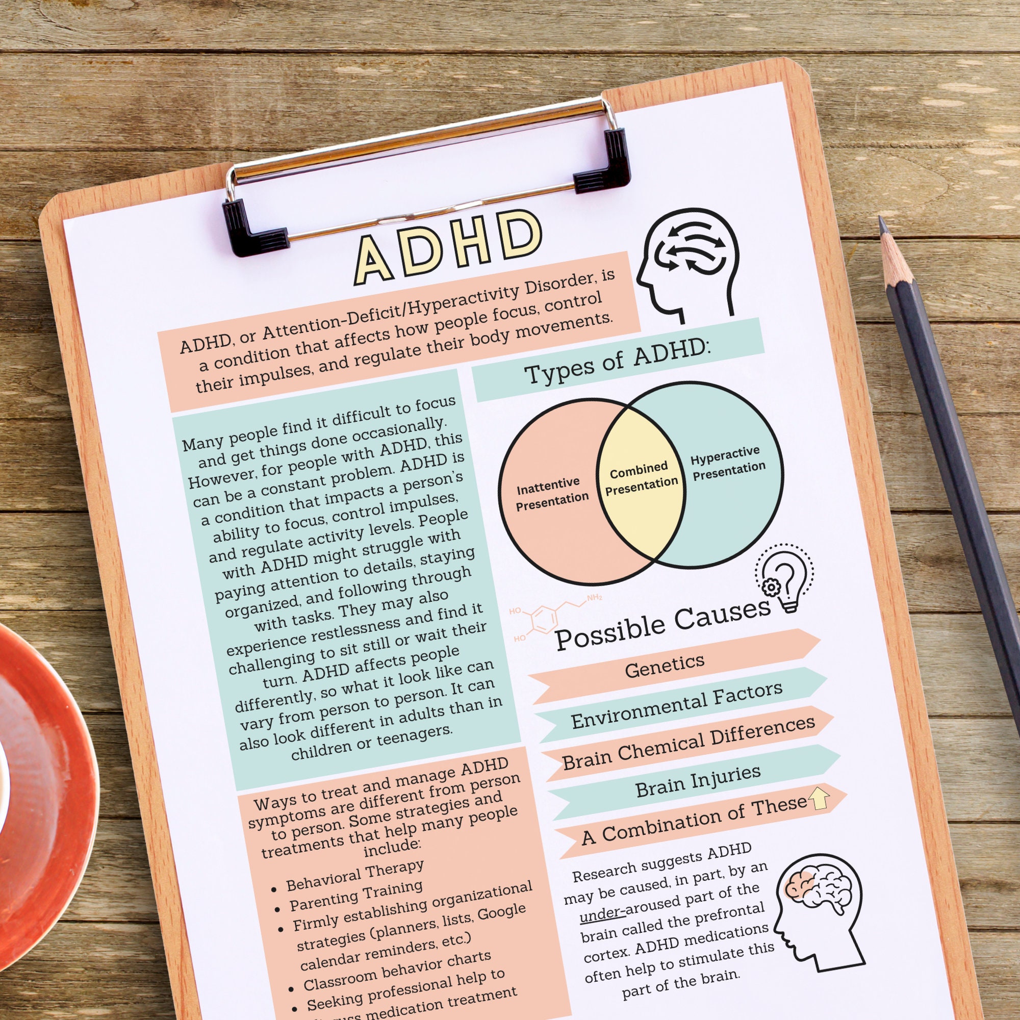 ADHD Worksheet Infographic, ADHD Poster ADHD Sign for Mental Health ...