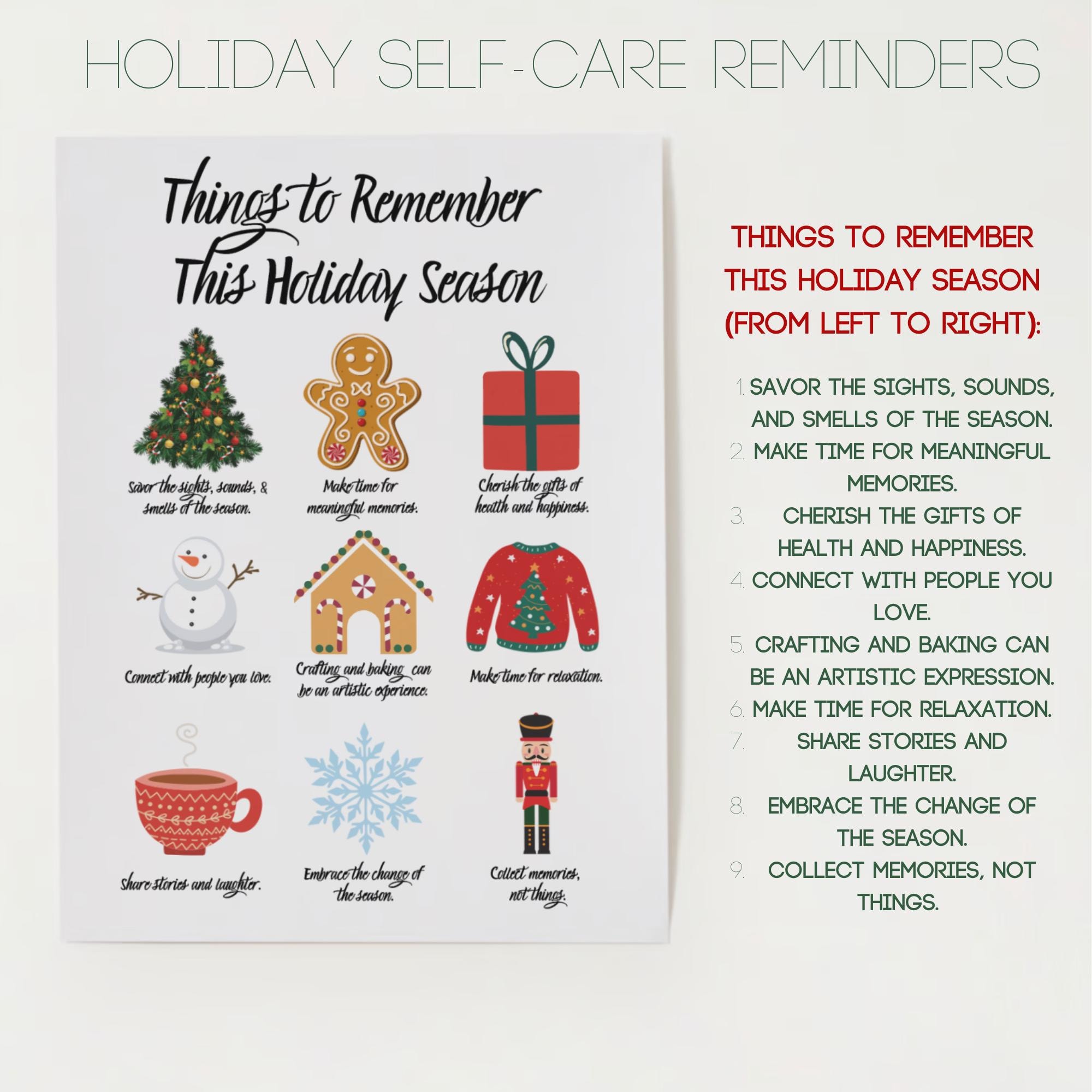 Christmas Mental Health Poster Print, Self Care Reminders for the ...