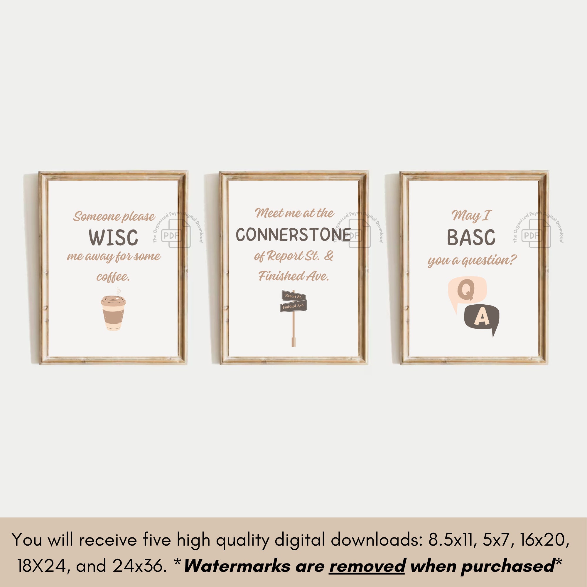 School Psych Test Pun Print Trio, May I BASC You A Question, WISC ...