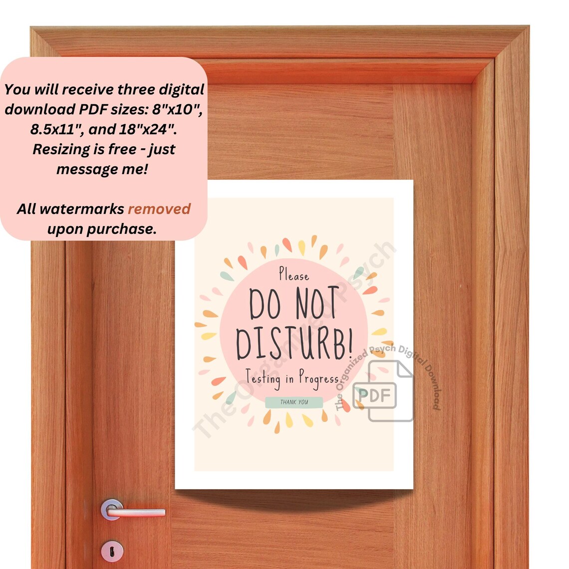 Do Not Disturb Door Sign, Testing in Progress Sign, SPED Testing Sign ...