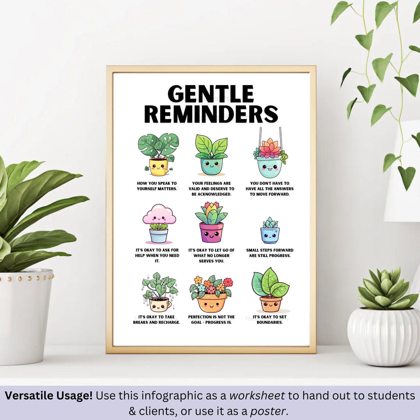 Gentle Reminders Mental Health Poster Positive Affirmations Poster Art ...
