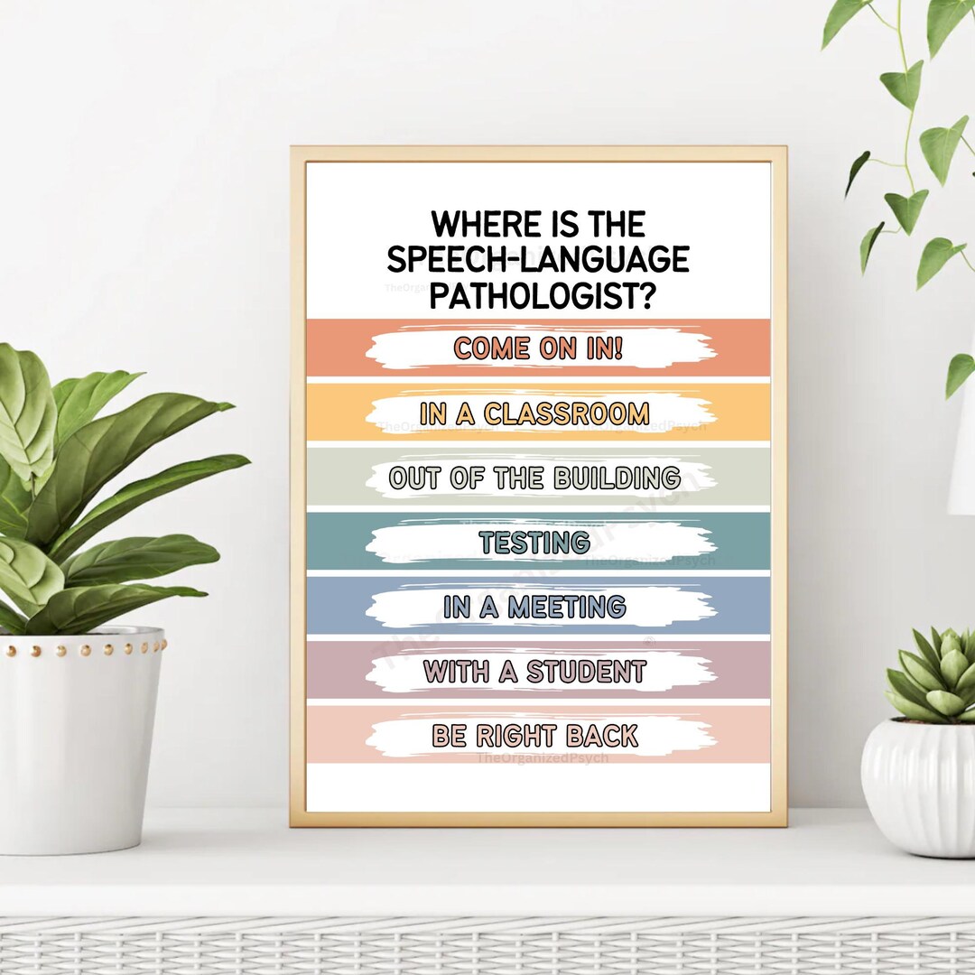 Where is the Speech Pathologist Door Sign, SLP Door Sign, Speech ...