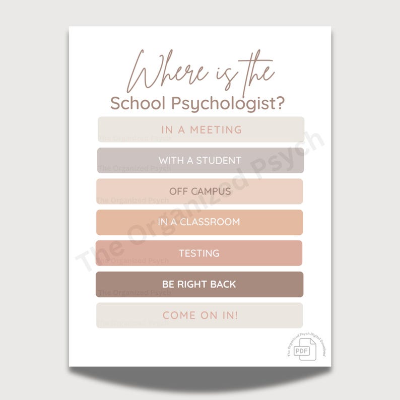 School Psychologist Door Sign, Where is the School Psychologist Sign ...