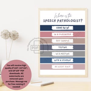 SLP Office Sign, Pink School Availability, Speech Pathologist Locator ...