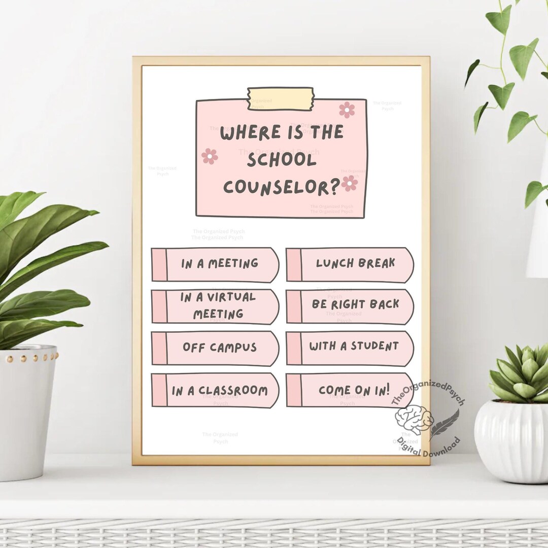 School Counselor Door Sign, Where is the School Counselor Sign, Cute ...