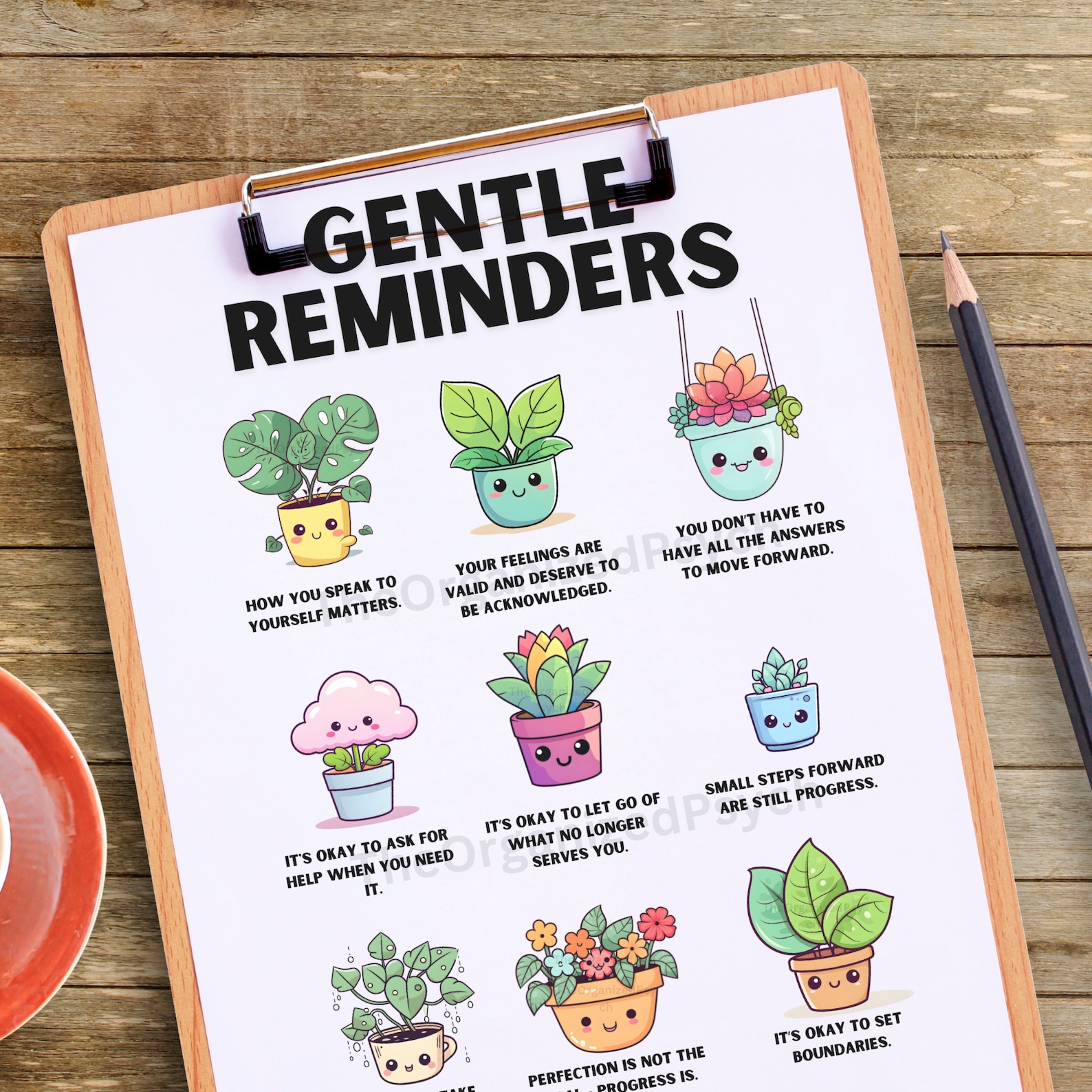 Gentle Reminders Mental Health Poster Positive Affirmations Poster Art ...