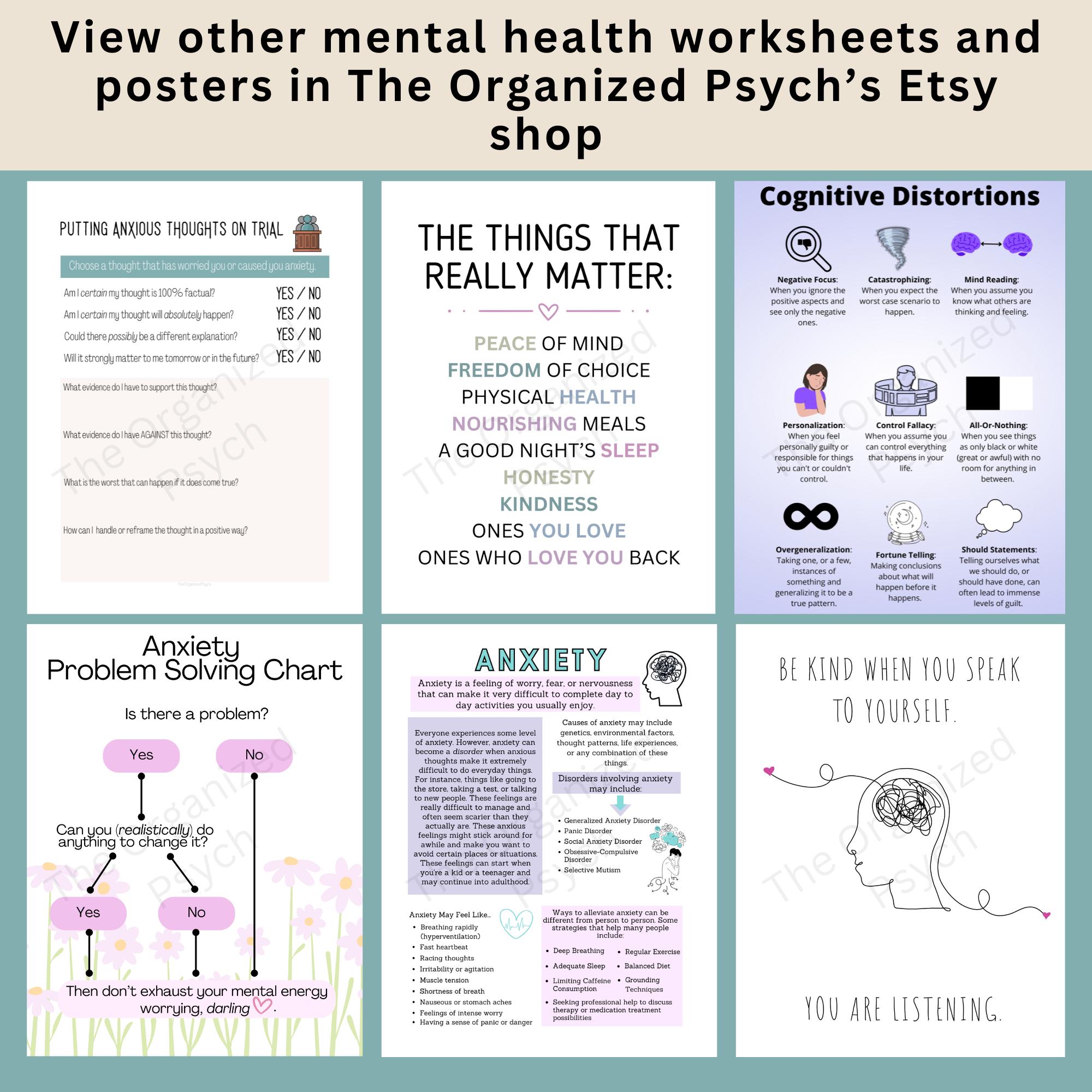Cognitive Distortions Poster for Kids and Teens, CBT Visual Tool With ...