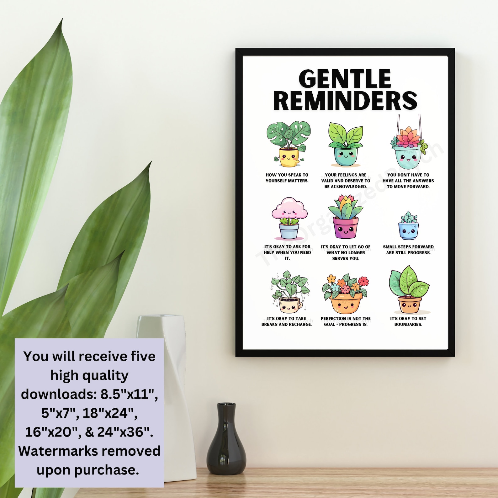 Gentle Reminders Poster, Positive Affirmations Poster, Counseling ...