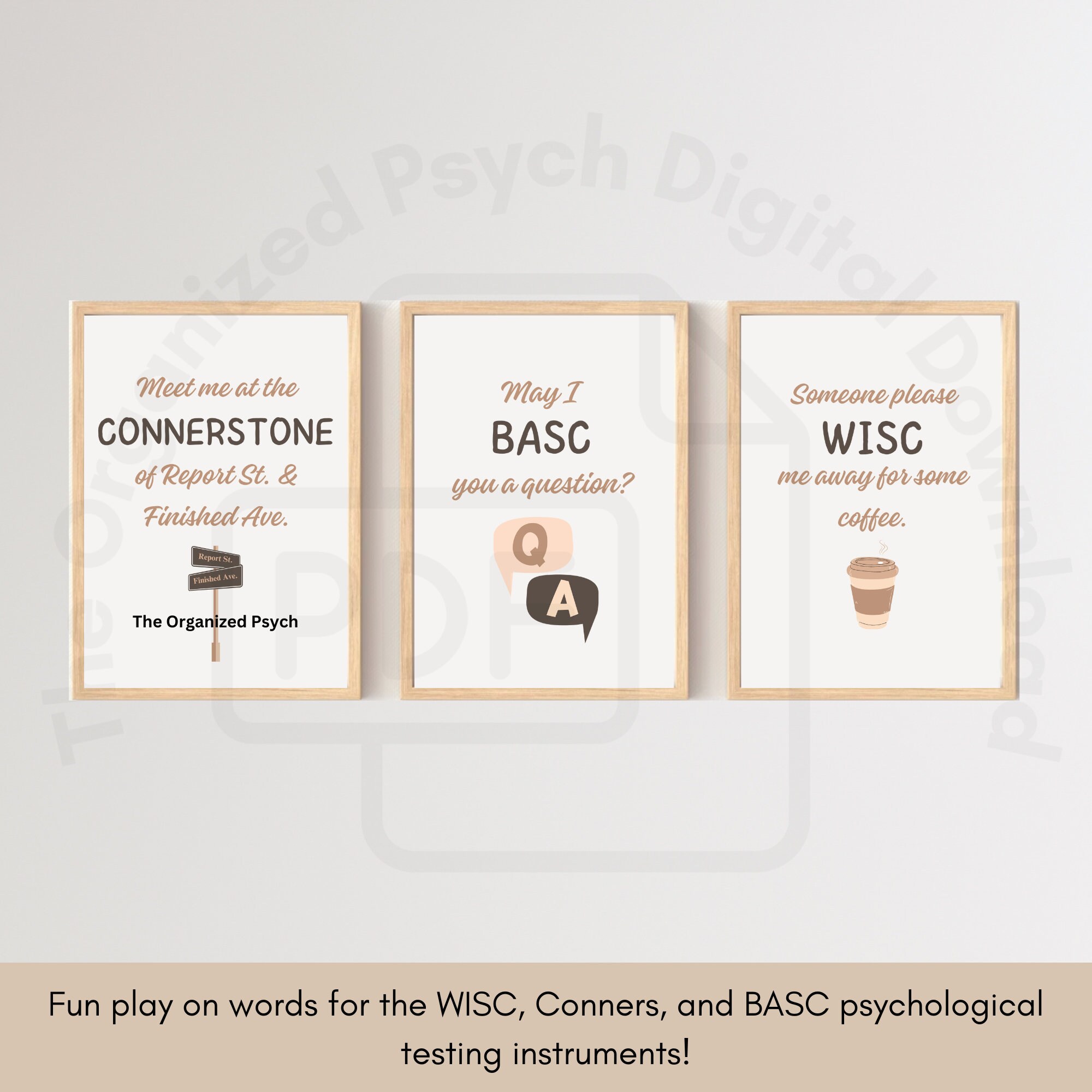 School Psych Test Pun Print Trio, May I BASC You A Question, WISC ...