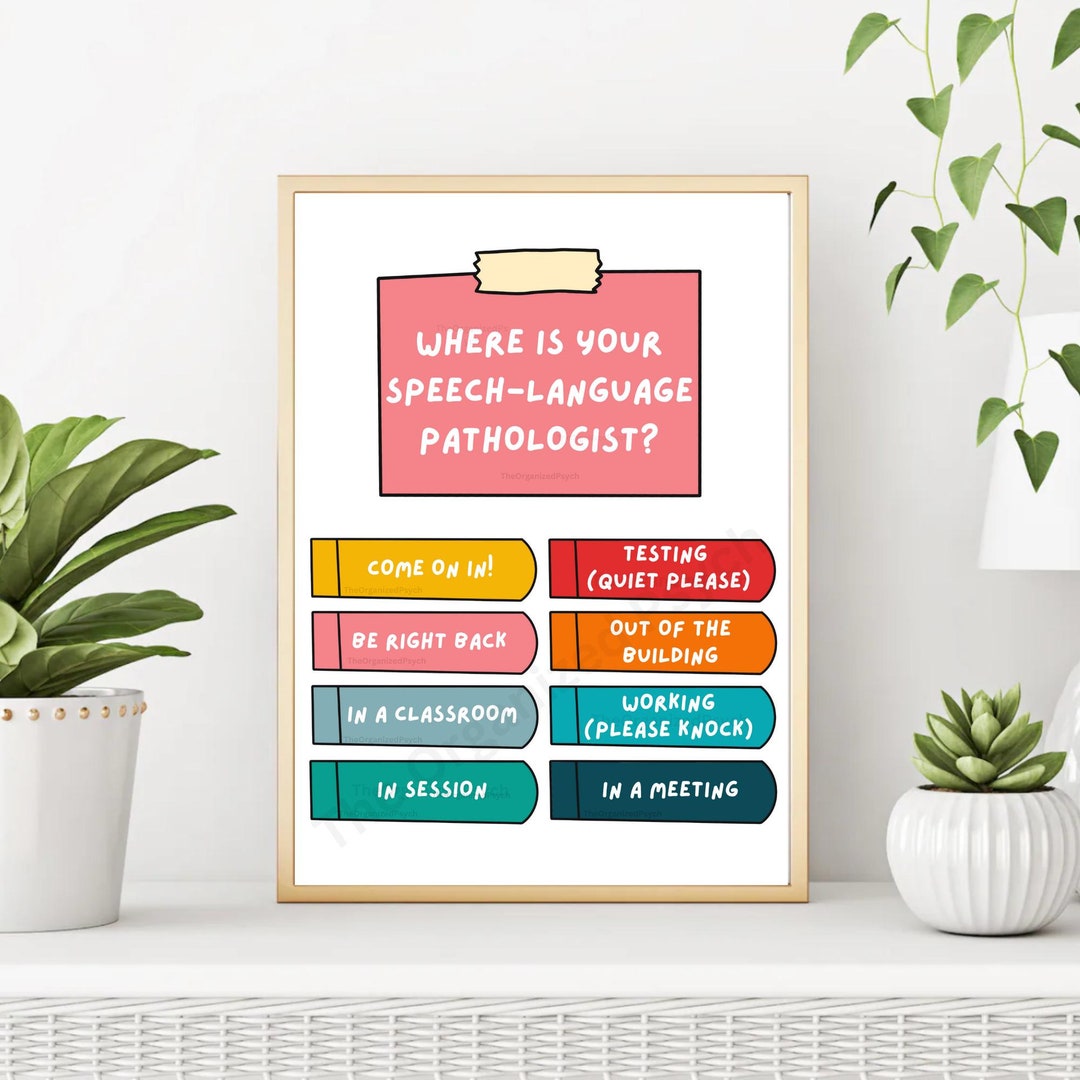 Speech Language Pathologist Door Sign, Speech Pathologist Door ...
