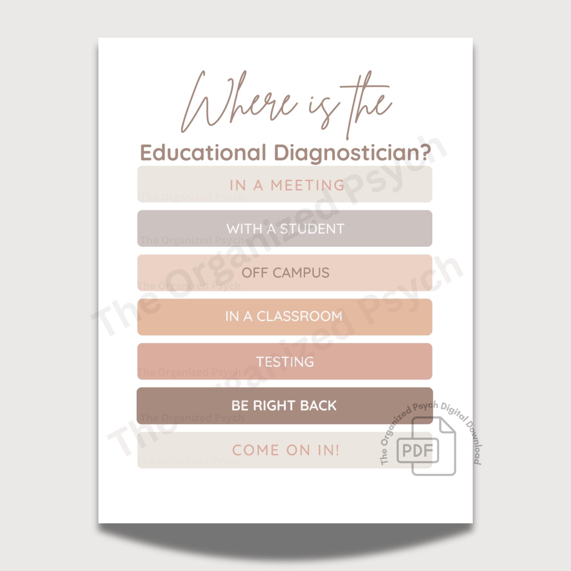 Educational Diagnostician Door Sign, Where is the Educational ...
