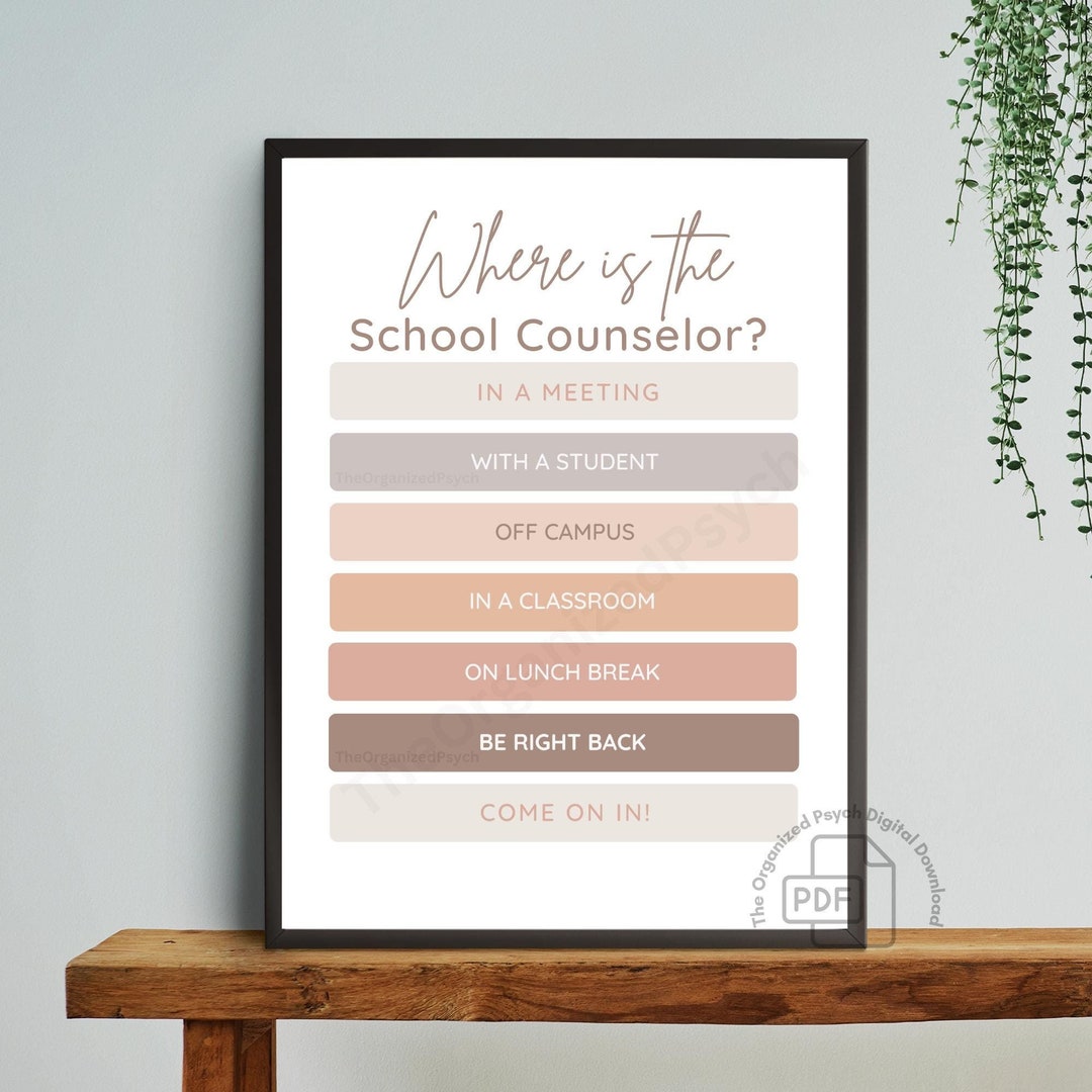 Where is the School Counselor, School Counselor Door Sign, School ...