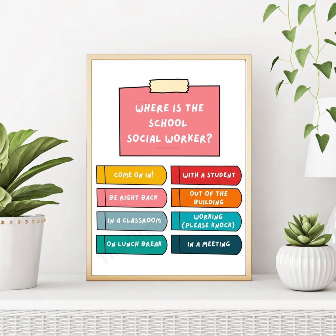 School Social Worker Office Sign, Where is the Social Worker (digital ...
