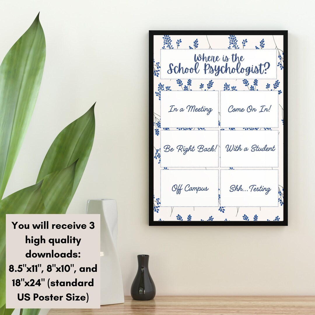 Where is the School Psychologist Sign Office Door Blue Sign Locate the ...