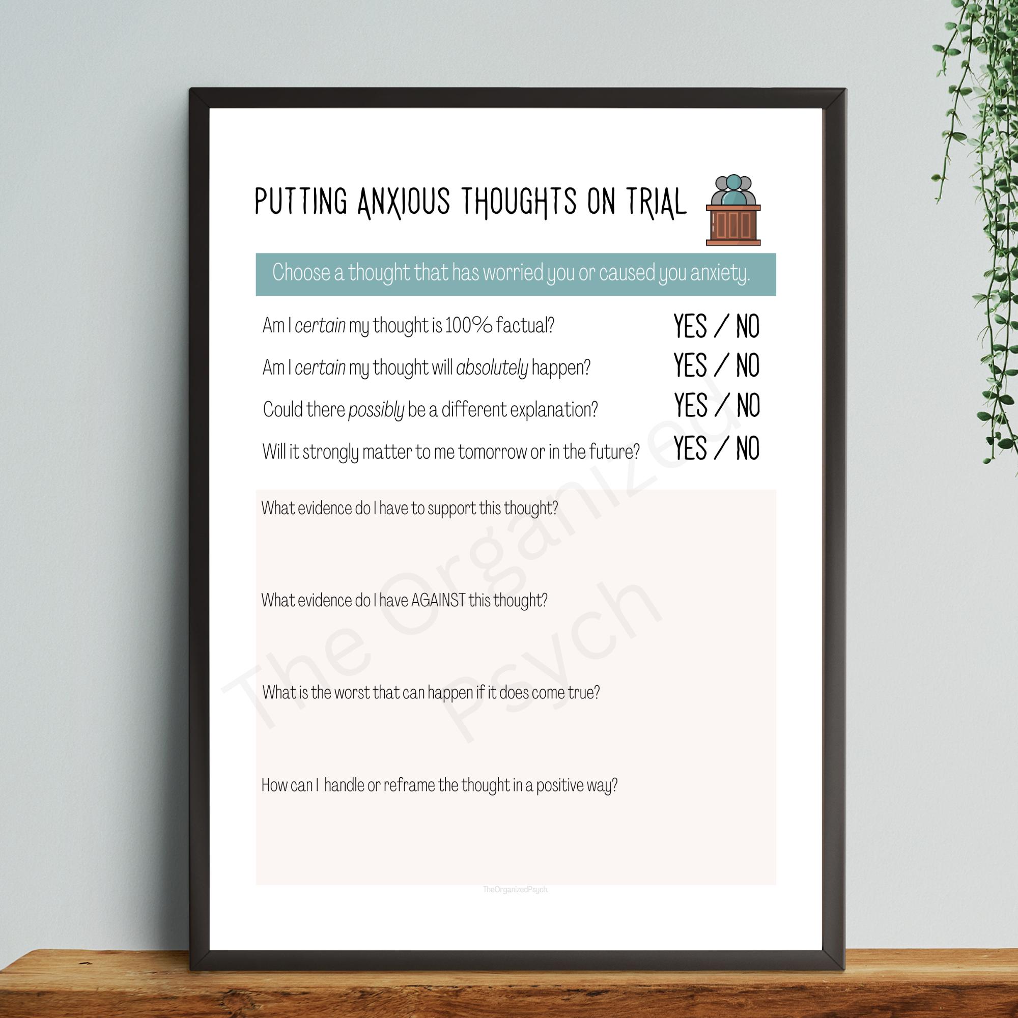 Cognitive Distortion Worksheet, Anxiety Worksheet, CBT Worksheet ...