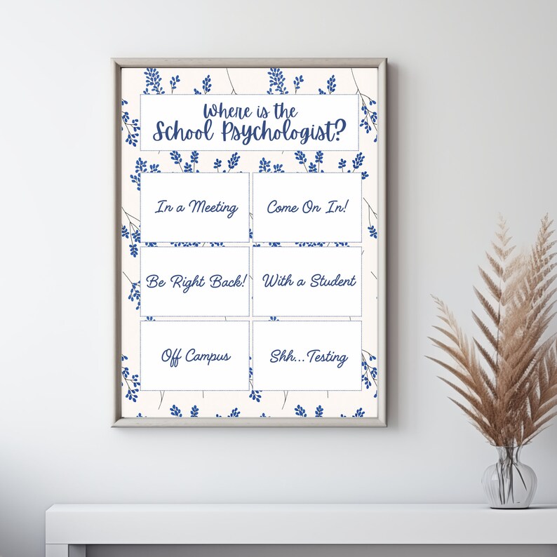 Where is the School Psychologist Sign Office Door Blue Sign Locate the ...