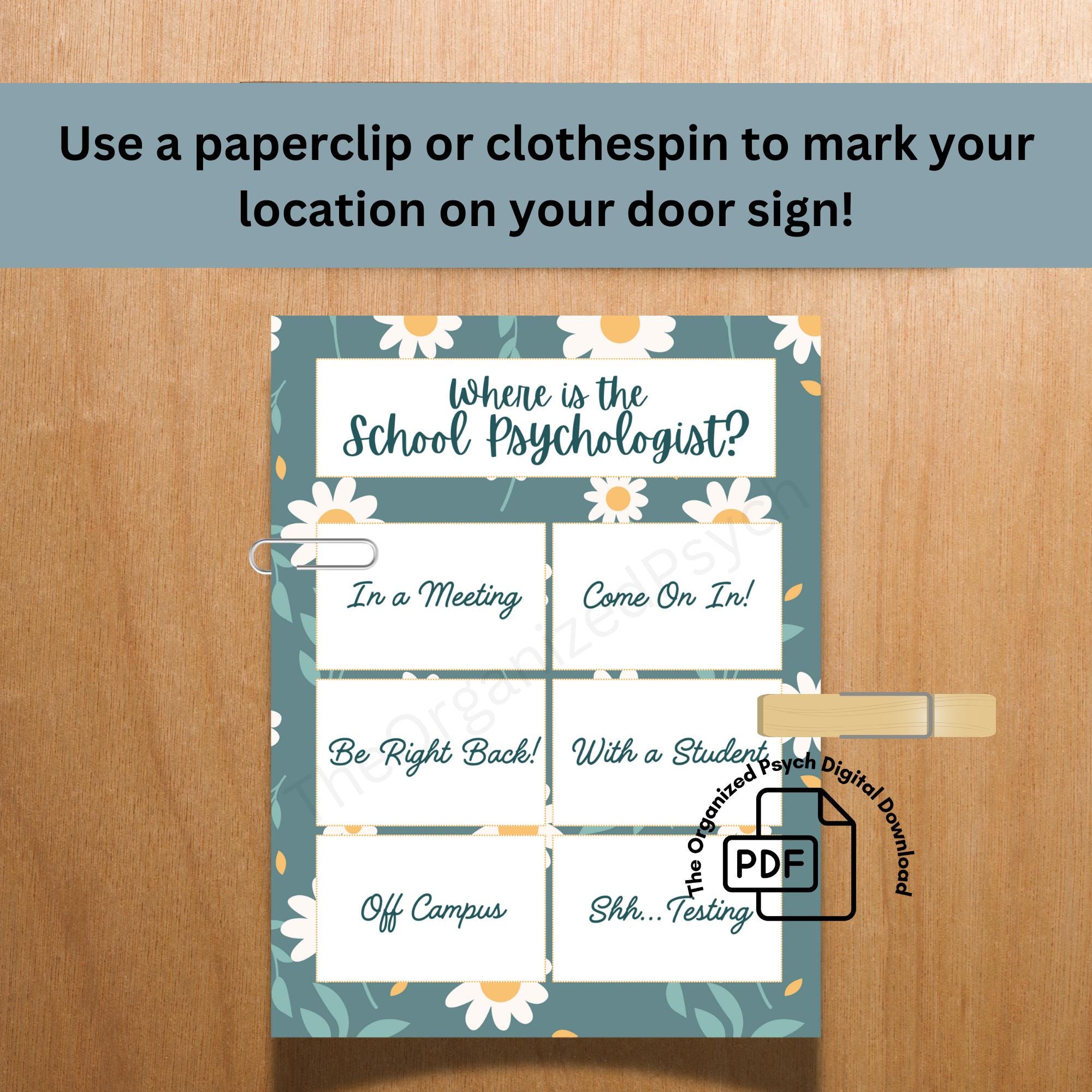 Where is the School Psychologist Door Sign, School Psych Office Door ...